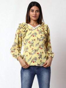 Prettify Casual Printed Women Yellow Top - Buy Prettify Casual Printed ...