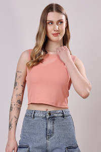 London Hills Casual Solid Women Orange Top - Buy London Hills Casual ...