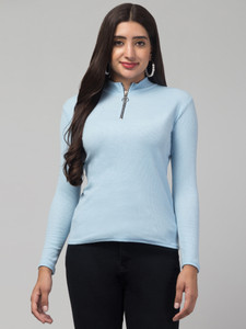 STYLE PREZONE Casual Solid Women Light Blue Top - Buy STYLE PREZONE ...