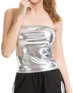 Unique Fashion 35 Party Solid Women Silver Top - Buy Unique Fashion 35 ...