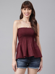 FLAMBOYANT Party Solid Women Maroon Top - Buy FLAMBOYANT Party Solid ...
