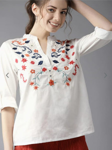 SHREE SHYAM FASHION Casual Embroidered Women White Top - Buy SHREE ...