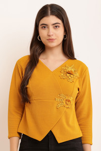 bluebestof Casual Solid Women Yellow Top - Buy bluebestof Casual Solid ...