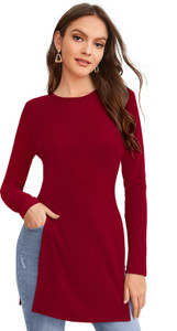 SLISH Casual Solid Women Maroon Top - Buy SLISH Casual Solid Women ...