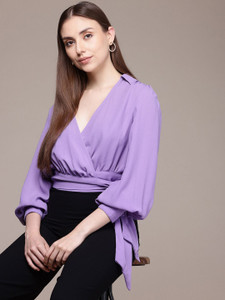 French Connection Casual Solid Women Purple Top - Buy French Connection ...