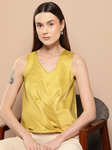 CHEMISTRY Casual Solid Women Yellow Top - Buy CHEMISTRY Casual Solid ...