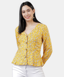 Tokyo Talkies Casual Full Sleeve Solid Women Yellow Top - Buy Tokyo ...