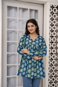 NeeraFashion Casual Printed Women Green Top - Buy NeeraFashion Casual ...