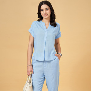 Annabelle by Pantaloons Formal Solid Women Light Blue Top - Buy ...