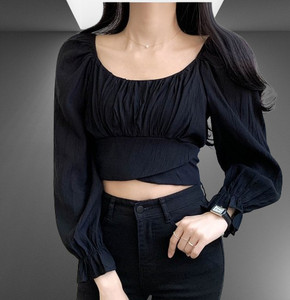 Tooba enterprises Casual Solid Women Black Top - Buy Tooba enterprises ...