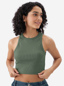 The Souled Store Casual Solid Women Green Top - Buy The Souled Store ...
