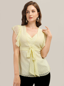 Prettify Casual Self Design Women Yellow Top - Buy Prettify Casual Self ...