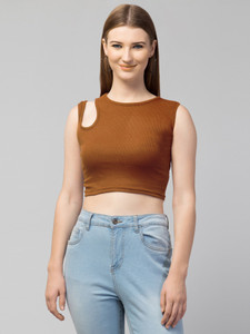 Trend Level Casual Solid Women Brown Top - Buy Trend Level Casual Solid ...