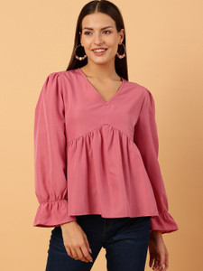 Neesh Casual Solid Women Pink Top - Buy Neesh Casual Solid Women Pink ...