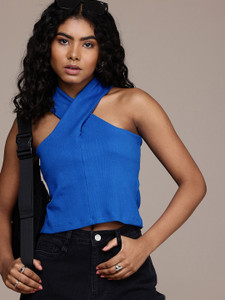 Roadster Casual Solid Women Blue Top - Buy Roadster Casual Solid Women ...