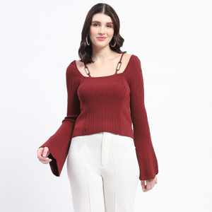 MADAME Casual Solid Women Red Top - Buy MADAME Casual Solid Women Red ...