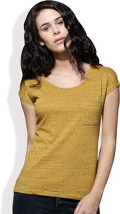 Roadster Casual Short Sleeve Solid Women Yellow Top - Buy Yellow ...