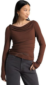 SIGHTBOMB Formal Solid Women Brown Top - Buy SIGHTBOMB Formal Solid ...