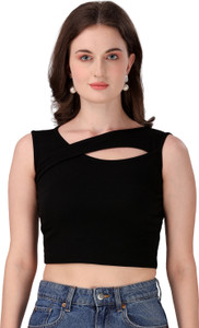 JHN Casual Solid Women Black Top - Buy JHN Casual Solid Women Black Top ...