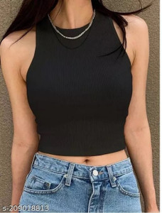 AmbeSilkMill Casual Solid Women Black Top - Buy AmbeSilkMill Casual ...