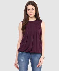RARE Casual Sleeveless Solid Women Maroon Top - Buy wine RARE Casual ...