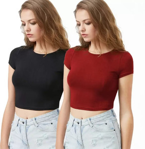 Wearvy Casual Solid Women Black, Red Top - Buy Wearvy Casual Solid ...