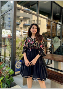 KARMA OUTFIT Beach Wear Embroidered Women Black Top - Buy KARMA OUTFIT ...