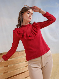 Freehand Casual Solid Women Red Top - Buy Freehand Casual Solid Women ...