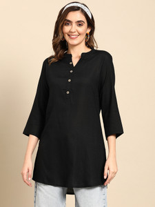 Angarkha Casual Solid Women Black Top - Buy Angarkha Casual Solid Women ...
