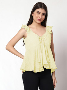 METRONAUT Casual Self Design Women Light Green Top - Buy METRONAUT ...