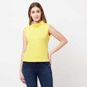 Casual Solid Women Yellow Top Price in India - Buy Casual Solid Women ...