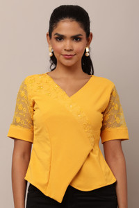 KKS Fashion Casual Solid Women Yellow Top - Buy KKS Fashion Casual ...