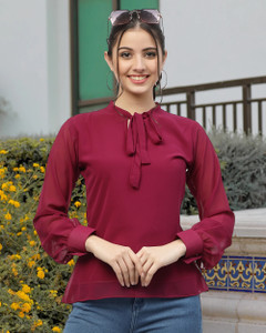 METRONAUT Casual Solid Women Maroon Top - Buy METRONAUT Casual Solid ...