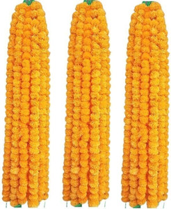Caneuf Genda Phool Artificial Marigold Fluffy Flower Mala Pack of 10 ...