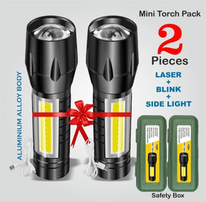 MHAX Pack2 Mini Rechargeable Pocket Torch Light Zoom COB USB Charging ...