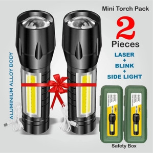 TechPride Pack of 2 Mini Pocket Light Zoom COB USB Charging Led Water ...