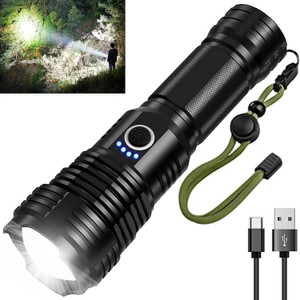 CRENTILA Metal Rechargeable USB Tactical, Waterproof Portable Torch ...