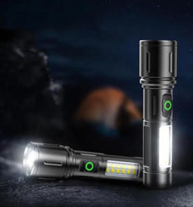 RYNZ 1 Km Long Range Led 2 in 1 Torch Light With Aluminium Alloy Metal ...