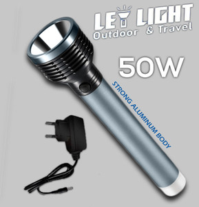 50W Long Range Torch Rechargeable Search Light LED Flashlight Aluminum ...