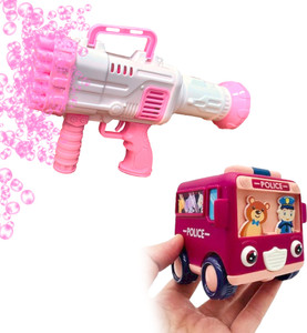 Toy DEKHO Combo Super Socket 45 Holes Pink Bubble Gun & Cartoon Mini ...