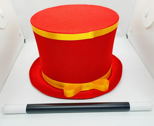 A SARKAR MAGIC WORLD MAGIC HAT & WAND SET (RED) / MAGICIAN RED HAT ...