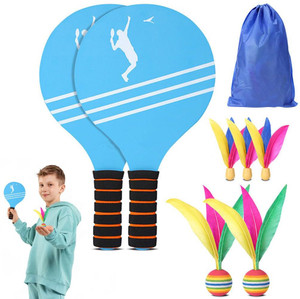 Verilux Kids Wooden Racket Game Set with 4 Shuttlecocks Fun Outdoor ...