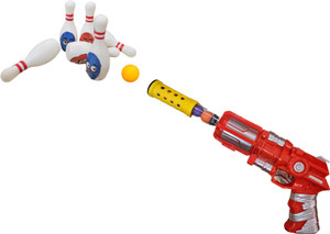 ImagiCraft Foam Blaster Set Toy Gun with 6 Bowling Pin Targets & 6 Soft ...