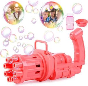 WCE Bubble Gun for Kids with 8 Hole Gatling Bubble Machine Gun Water ...