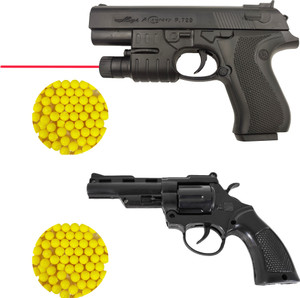 Humaira Pistol 729 with Laser and Revolver Toy Gun, Black and 6 mm BB ...