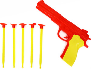 Aditi Toys Kids Toy Gun Set with 5 Vacuum Stick Darts (Red) Guns ...