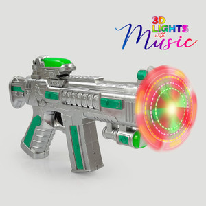Fun Dose Space Gun Toy With LED Matrix Flashing Rotating Fan, Musical ...