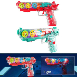 mega star Concept Musical Transparent Glow Gear Gun with 3D Lights and ...