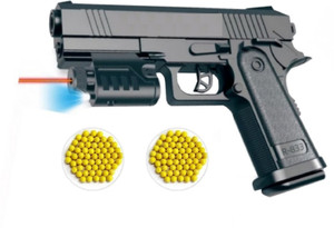 IndusBay Pistol Toy Gun with 500 BB Plastic Bullets, Laser & Torch ...