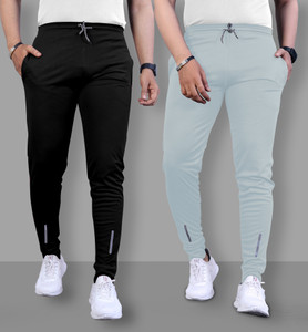 Pink Formal Solid Men Black, Grey Track Pants - Buy Pink Formal Solid ...